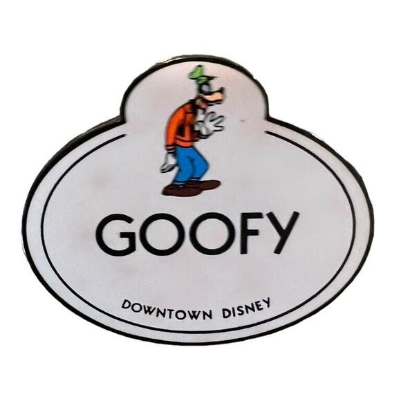 Disney | Jewelry | Goofy Downtown Disney Nametag Pin Rare Cast Member ...